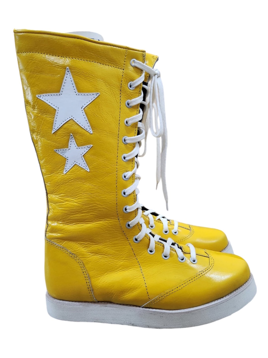 Pro Wrestling Boots, Handmade, 100% Original Leather, Yellow Color ...