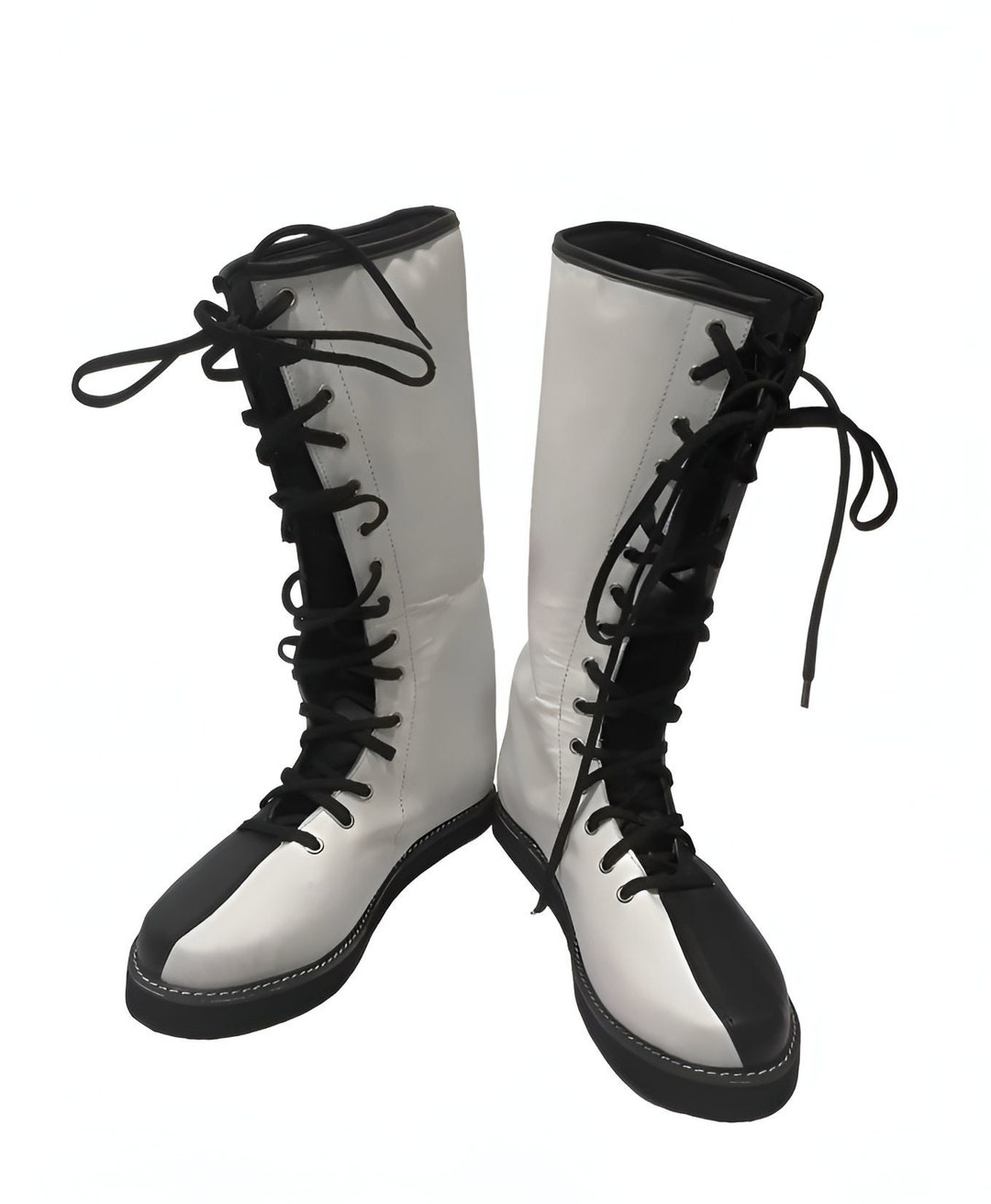 Handmade Leather Wrestling Boots: Black & White, Lace-up Style - Etsy