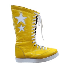 Pro Wrestling Boots, Handmade, 100% Original Leather, Yellow Color ...