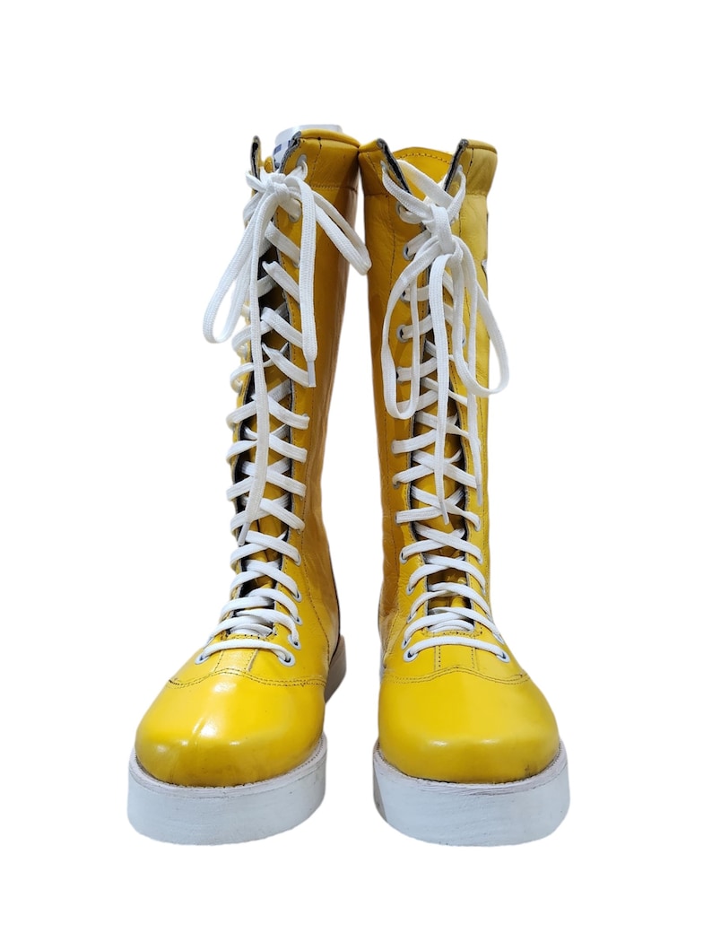 Pro Wrestling Boots, Handmade, 100% Original Leather, Yellow Color ...