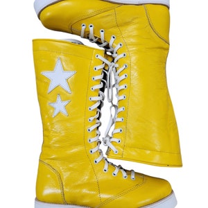 Pro Wrestling Boots, Handmade, 100% Original Leather, Yellow Color ...