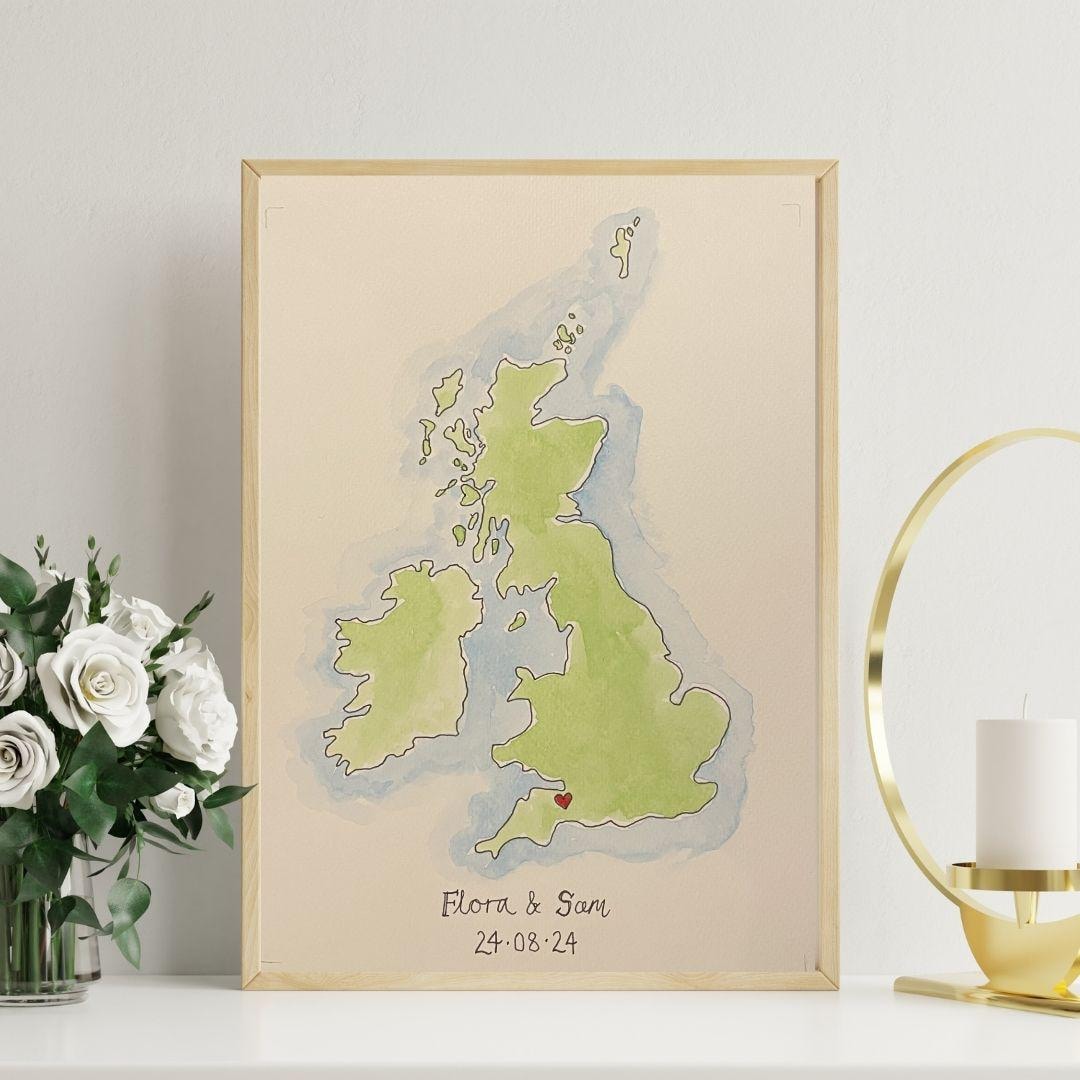 Personalised, Bespoke Map Painting, Hand Painted Watercolour Map ...