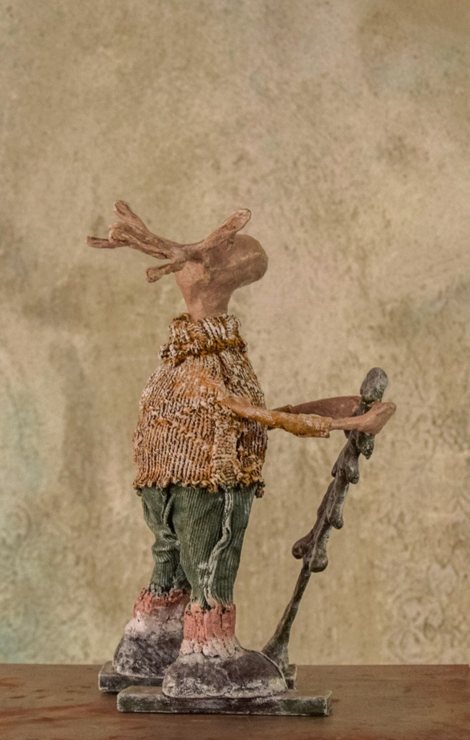 Funny Reindeer Sculpture, Cute Caribou Statue, Gift for Ski Lover ...
