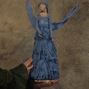 Female Blue Angel Sculpture, Mother's Day Gift, Graceful Artwork for ...