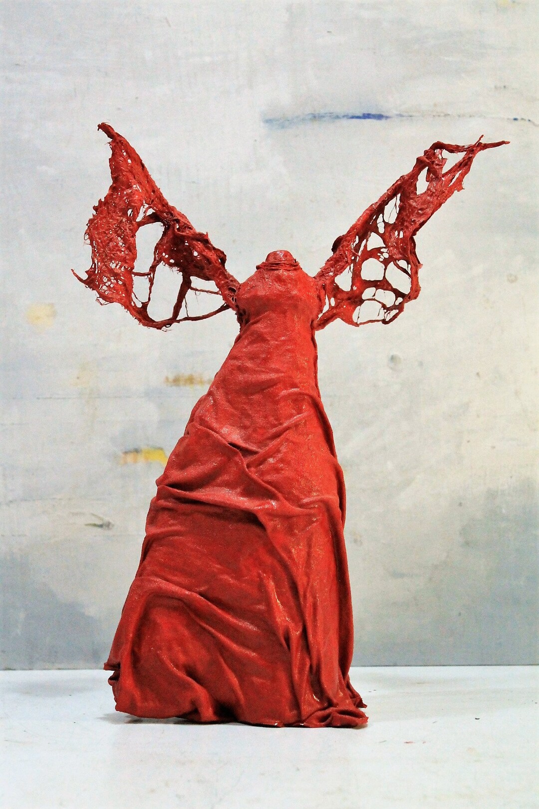 Red Woman Sculpture, Crimson Decor, Lady Statue, Inspired by Nike of ...