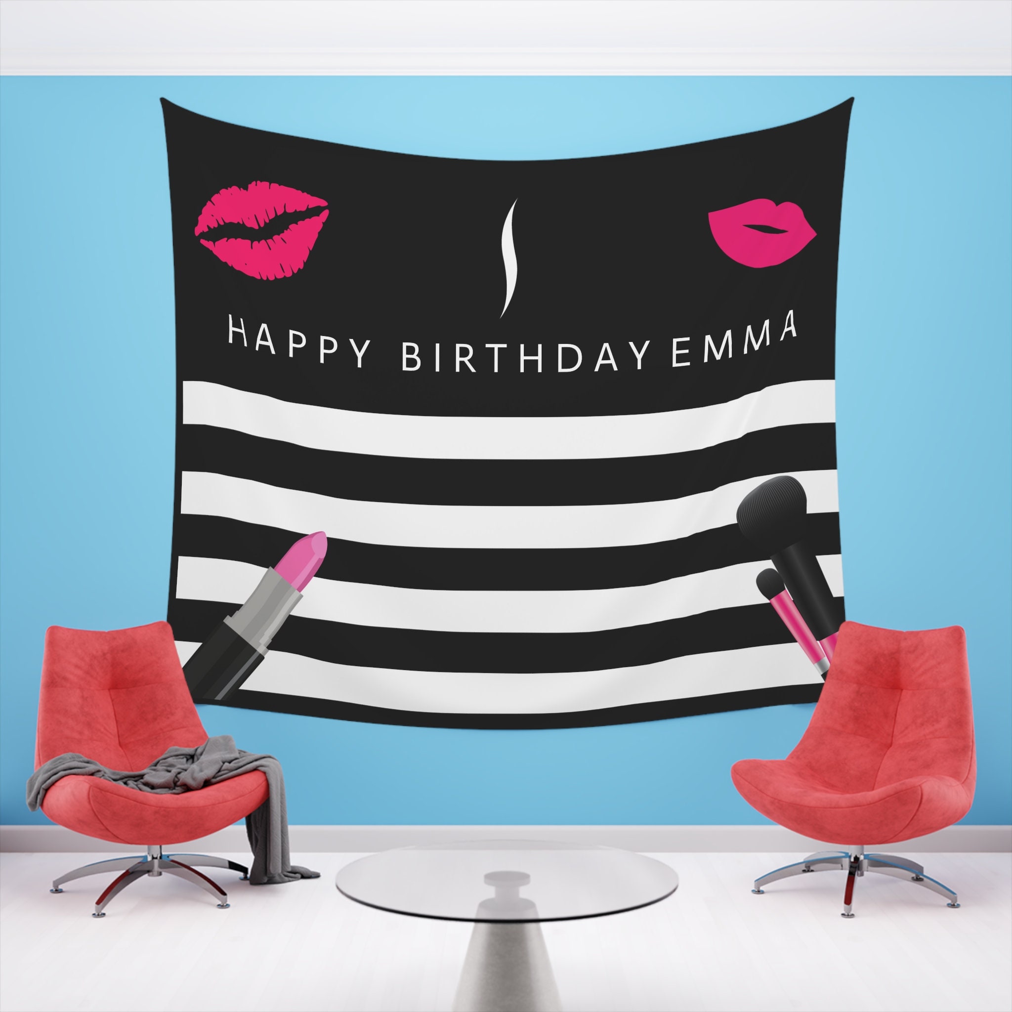 PERSONALIZED Sephora Wall Tapestry Pink Wall Decor Custom Name Bedroom ...
