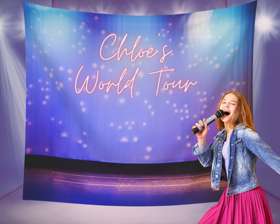 PERSONALIZED Concert Stage Pop Star Wall Tapestry Tween Girls Birthday ...