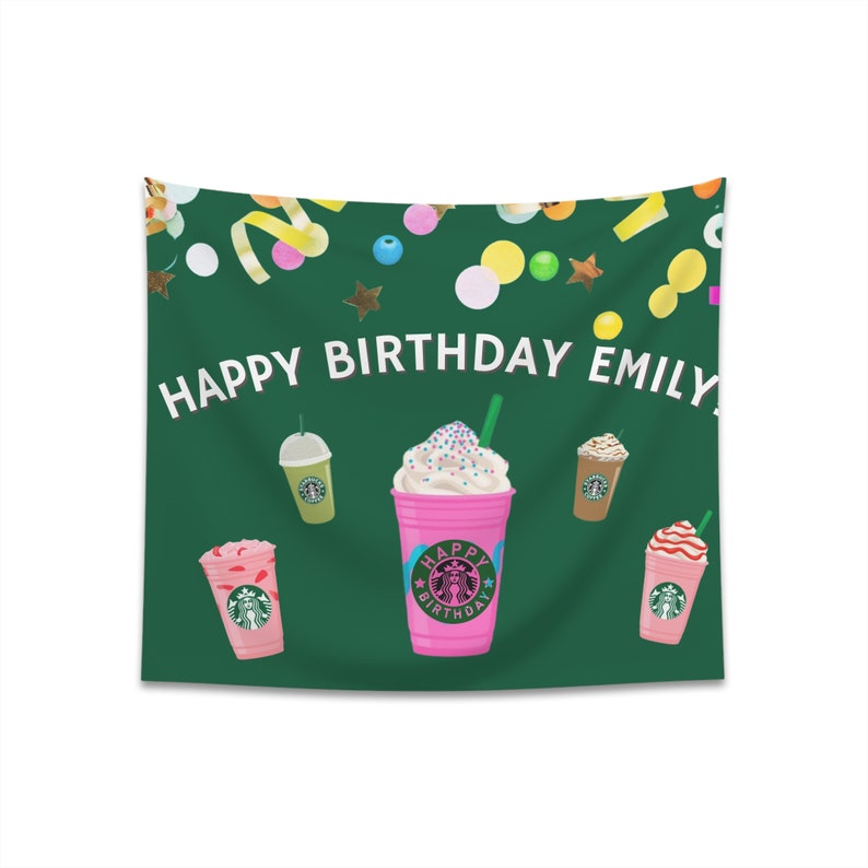 PERSONALIZED Starbucks Inspired Birthday Party Theme Backdrop Sign ...