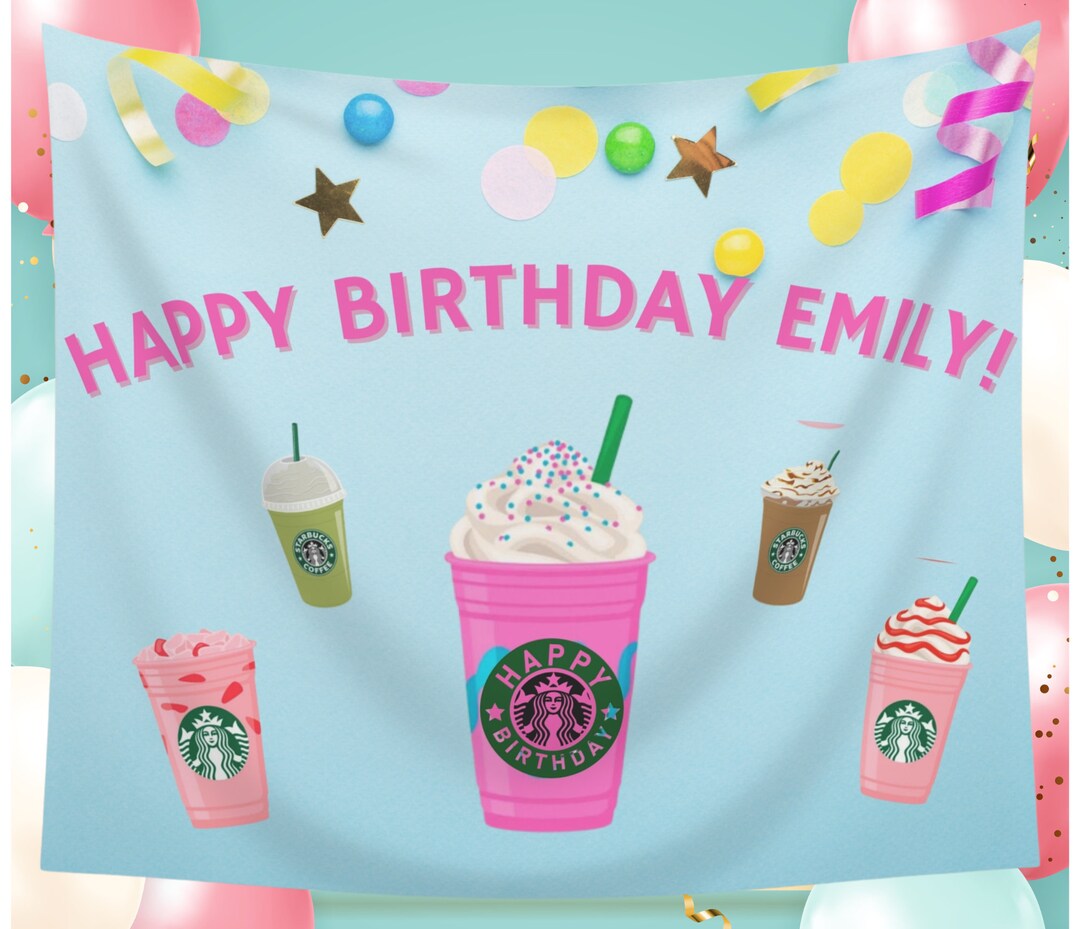 PERSONALIZED Starbucks Inspired Birthday Party Theme Backdrop Sign ...