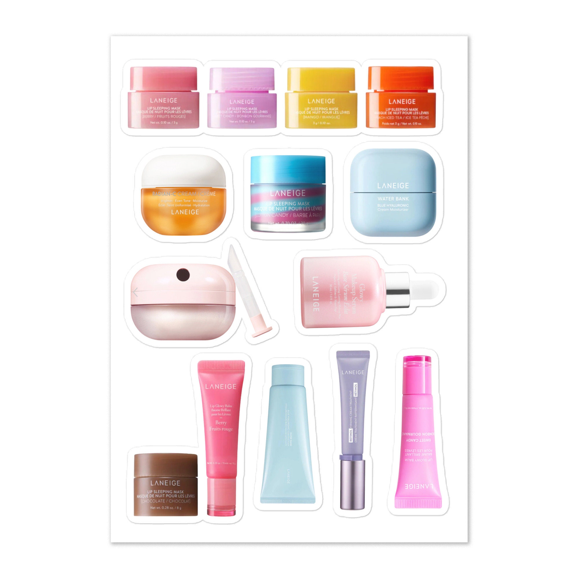 Laneige Stickers Skin Care Hair Sephora Teen Tween Gift Sheet of 12 ...