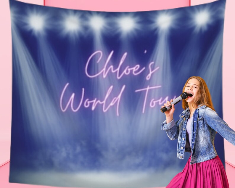 PERSONALIZED Concert Stage Pop Star Wall Tapestry Tween Girls Birthday ...