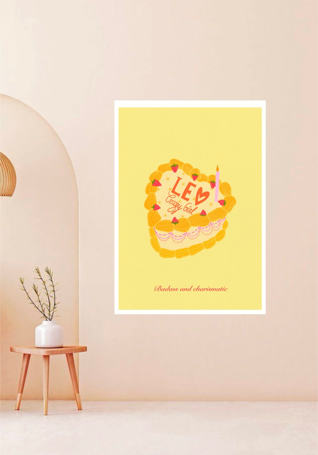 Illustration Birthday Cake Astrological Sign Leo, Raspberries, Sun and ...