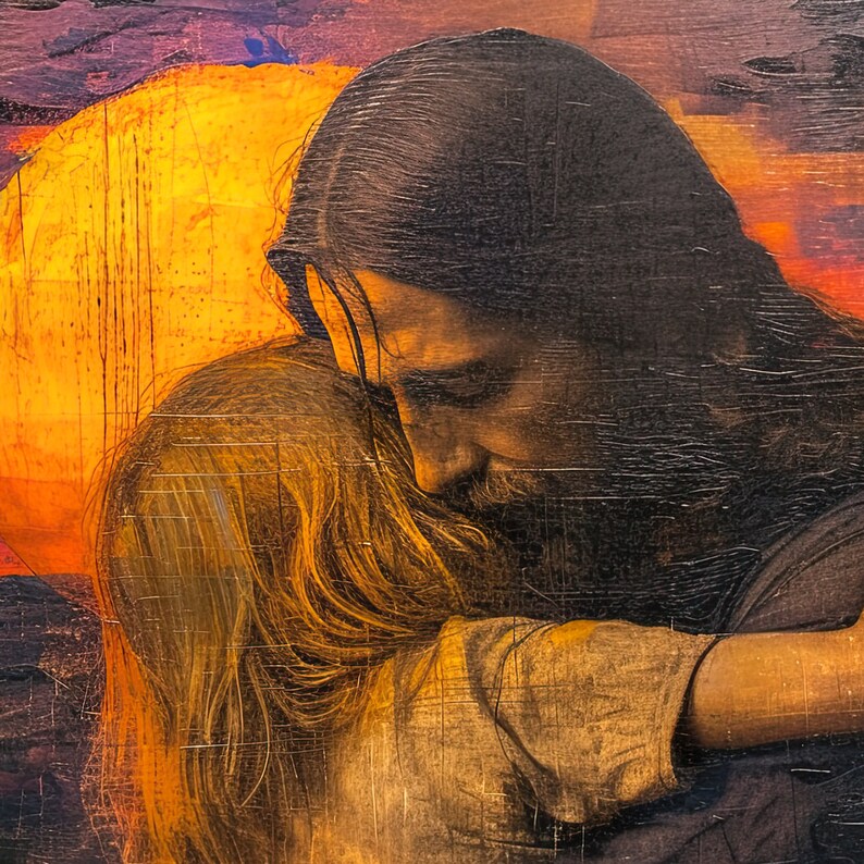 Sunset Hug PRINTABLE Jesus Painting | Inspirational Christian Wall ...