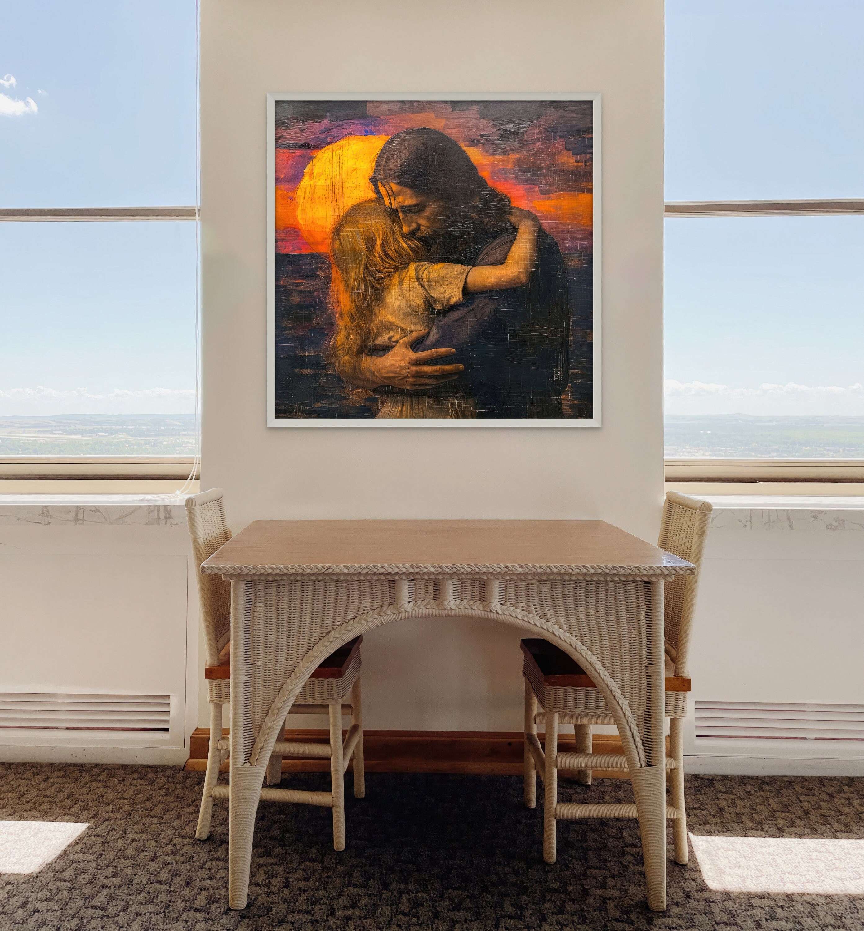 Sunset Hug PRINTABLE Jesus Painting | Inspirational Christian Wall ...
