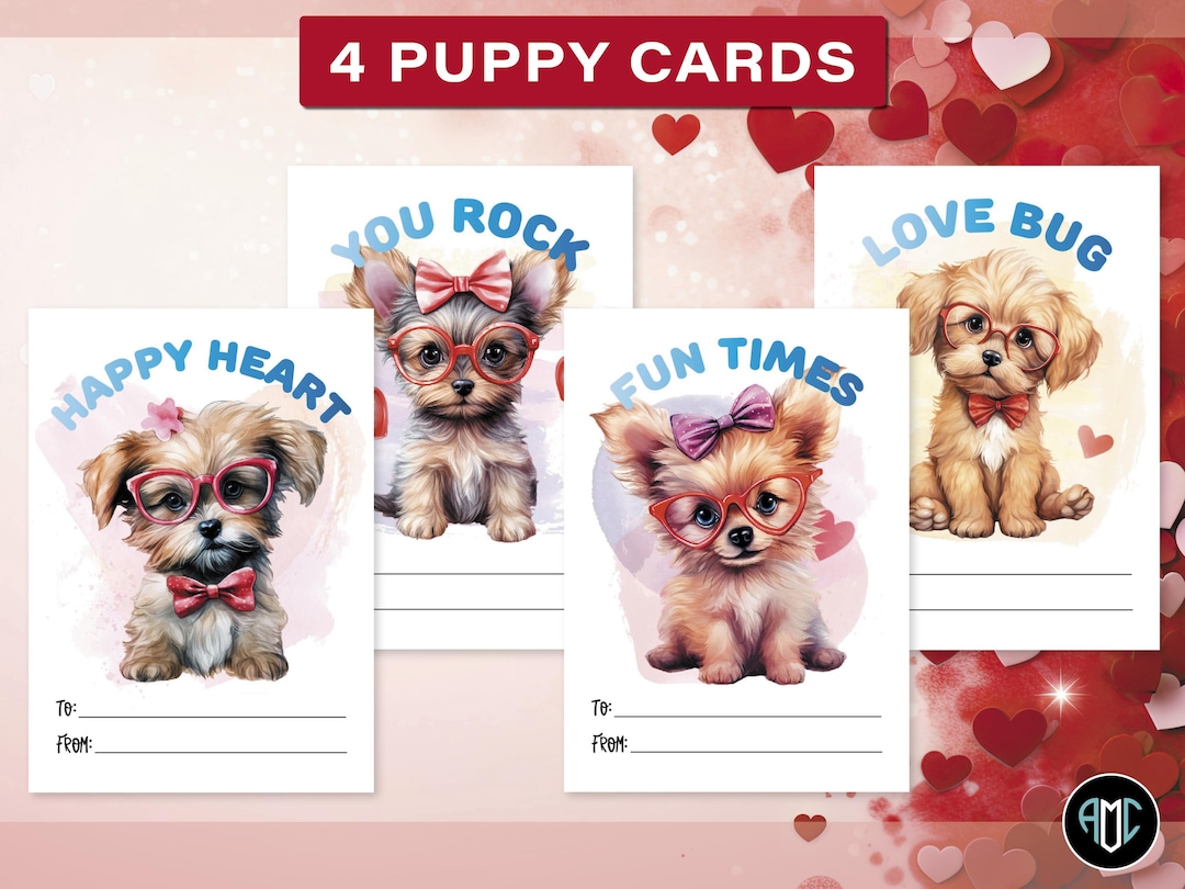 Cute Puppy Valentine Cards Printable Cards, Valentine Cards, Wall Art ...