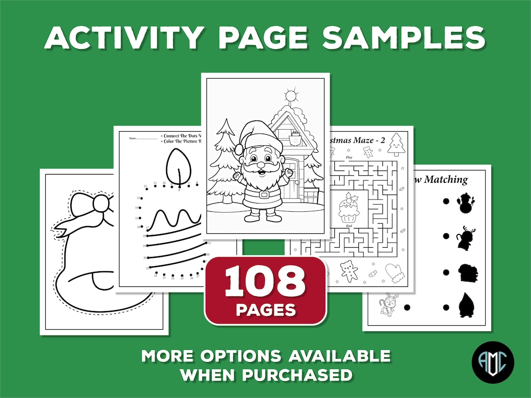 Cute Christmas Activity Pages for Kids, Christmas Printable, Kids Color ...