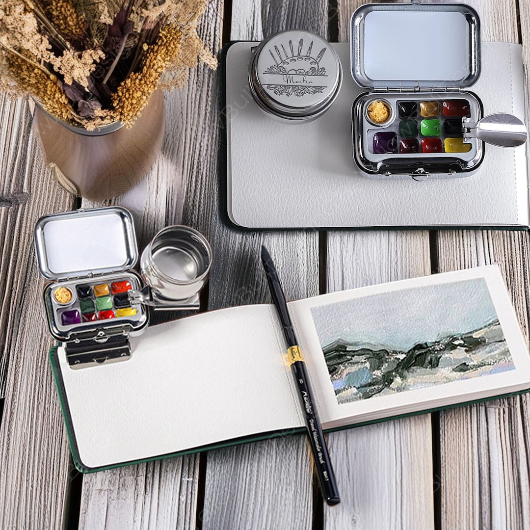 Personalized Mini Watercolor Box Set, Portable Watercolor Palette ...