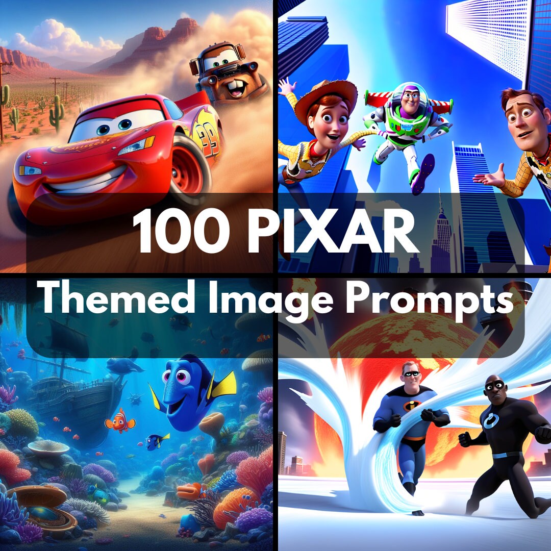 100 AI PIXAR Themed Prompts for Cards Book Covers Journals and More for ...