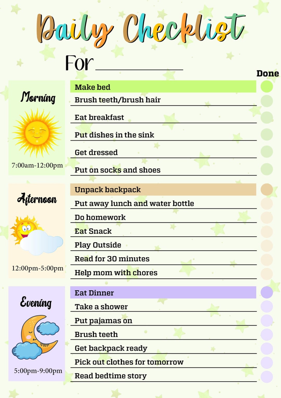 Kids Daily Checklist - Etsy