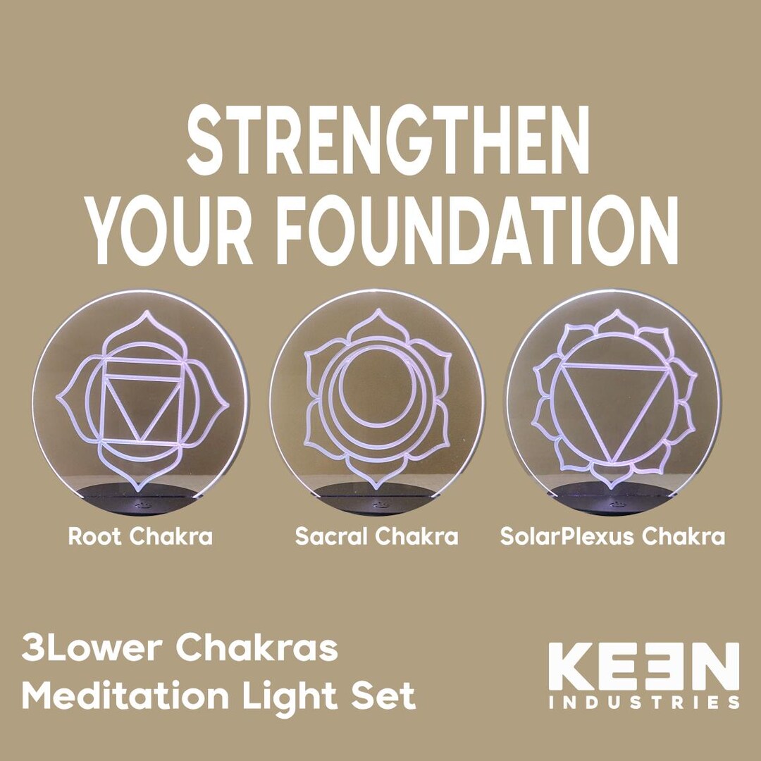 3lower Chakras Meditation Light Set, LED Table Lamp - Etsy