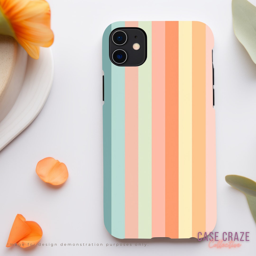 Retro Pastel Stripes iPhone Case - Fits iPhone 15 Pro Max, 14 Plus, 13 ...