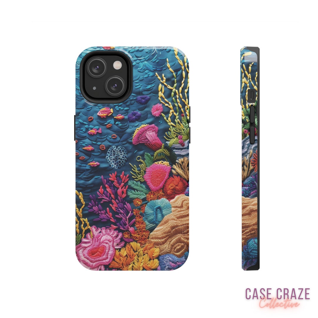 Coral Reef iPhone Case - Faux Embroidery Ocean Design Cover for iPhone ...