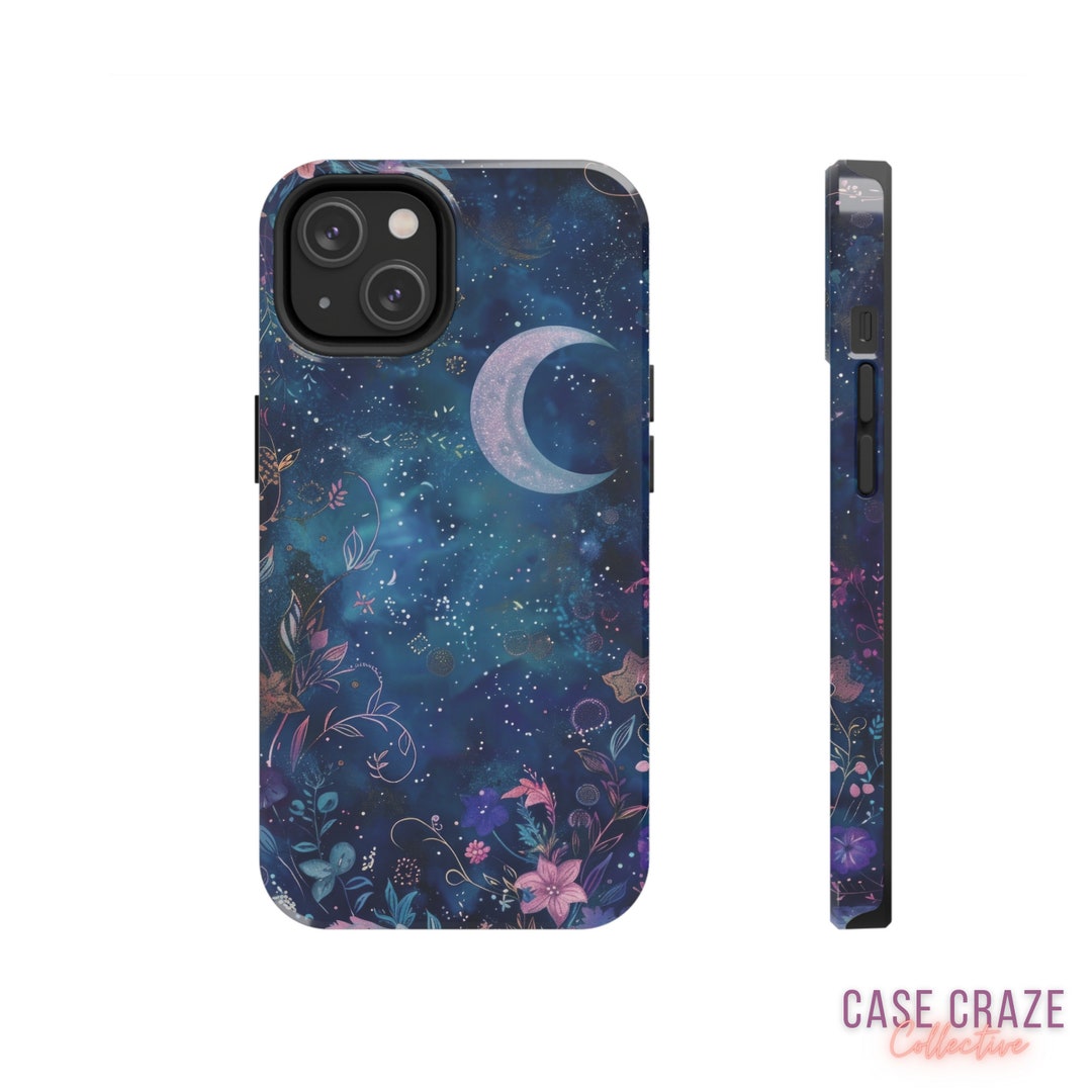 Art Nouveau Celestial Moon iPhone Case - Starry Night Floral Design ...