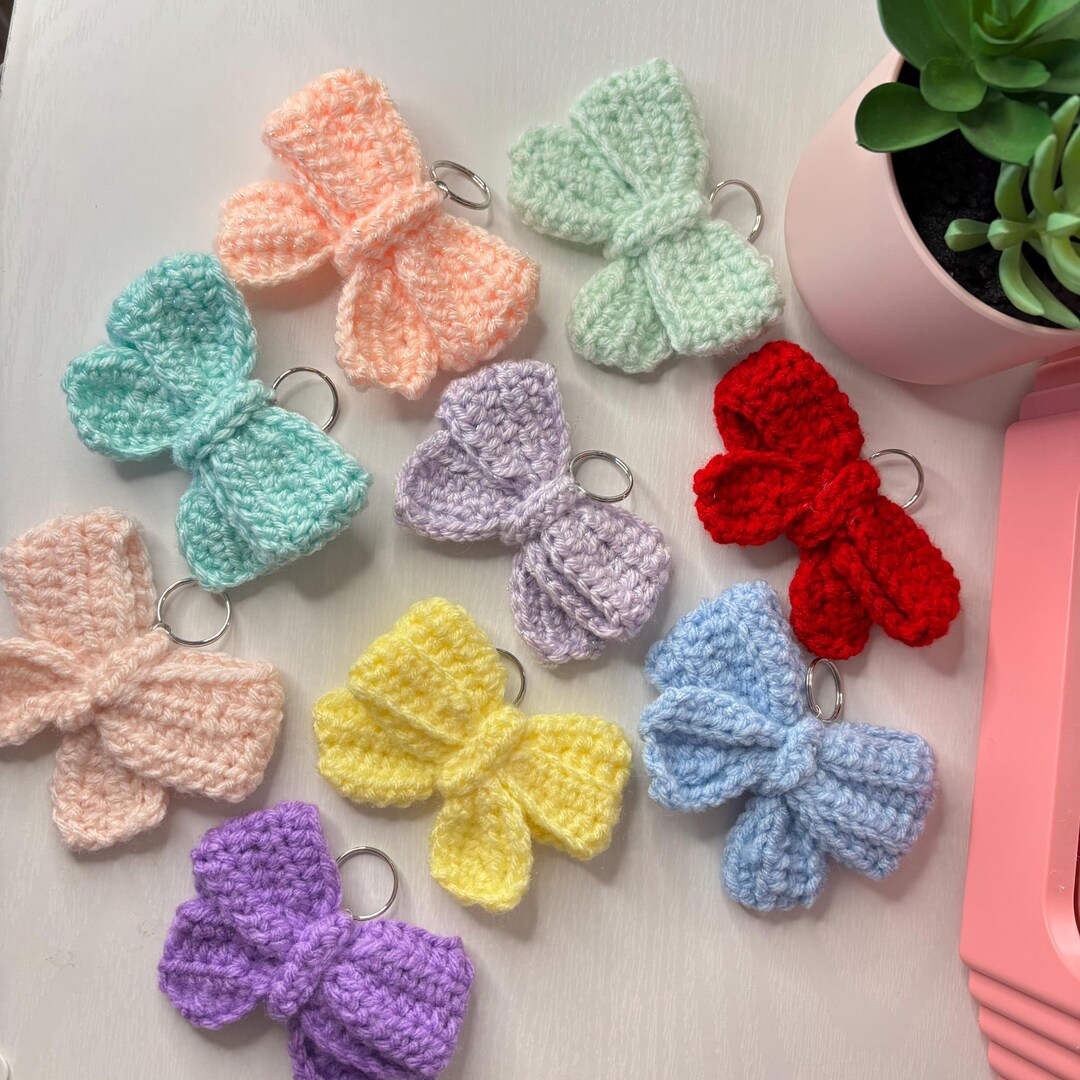 Crochet Bow Key Rings, Handmade Crochet Bow Key Rings. Crochet ...