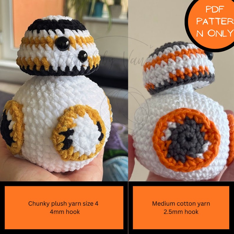 PDF BB8 Crochet Pattern ONLY * Rolling' Droid With Pop up Head - US ...