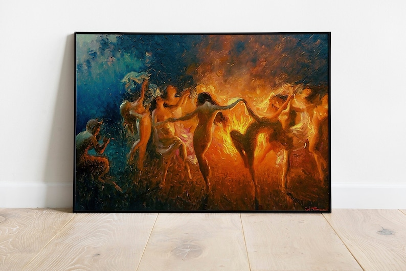 Fire Dance by Joseph Tomanek, Dancing Witches Wall Art, Witchy Art ...