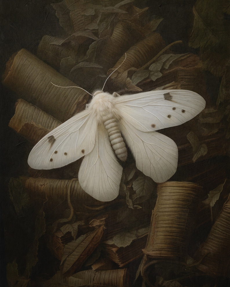 Dark Academia Room Decor, White Night Moth, Gothic Moth Wall Art ...