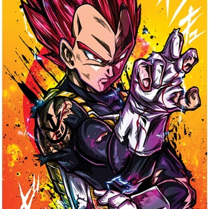 Famous DBZ No Frame Included: Vegeta Super Sayain God - Etsy
