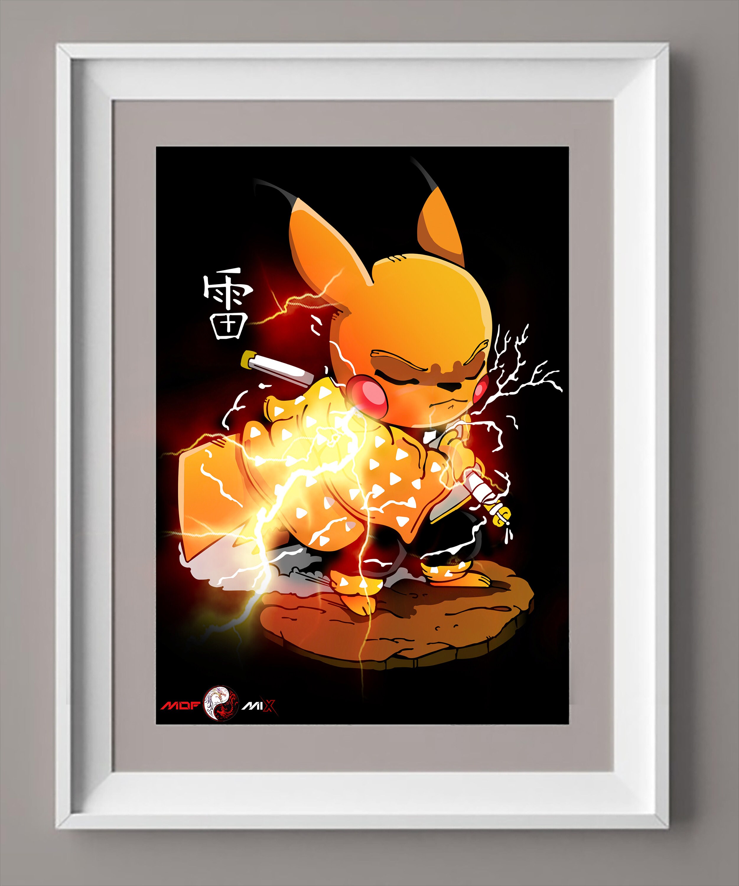 Pokemon: Pikachu Cross Demon Slayer No Frame Included - Etsy