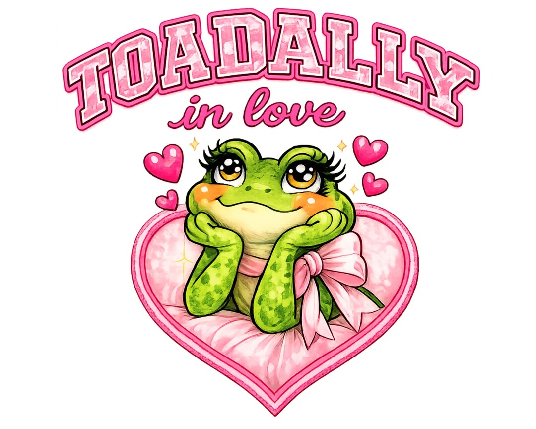 Preppy Frog Valentine PNG, Cute Toad in Heart, Coquette Valentine ...