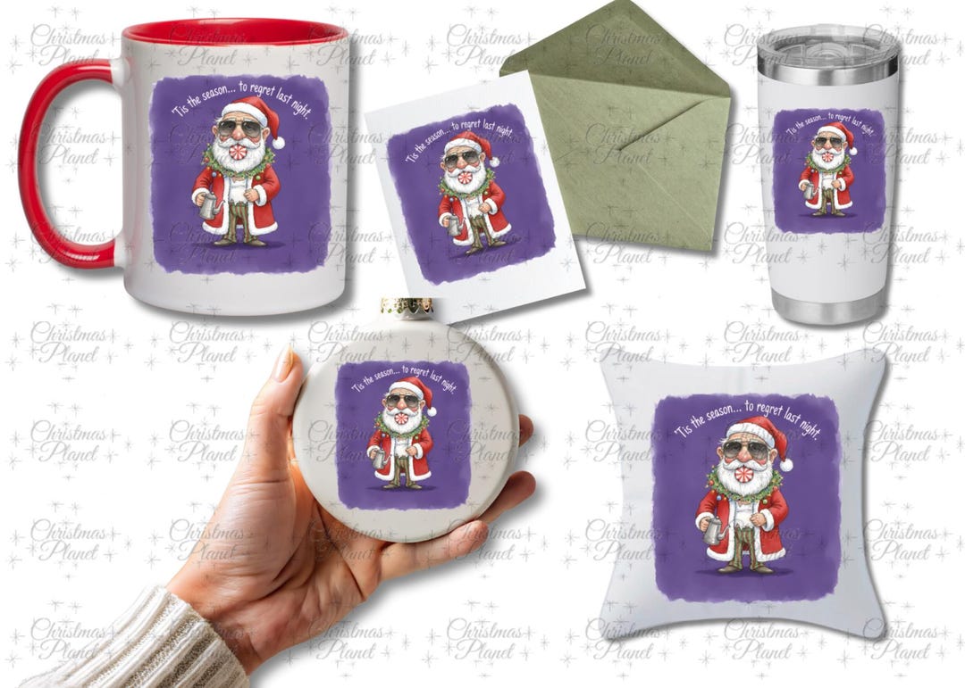 Funny Hungover Santa PNG, Sarcastic Christmas Clipart, Holiday Party ...