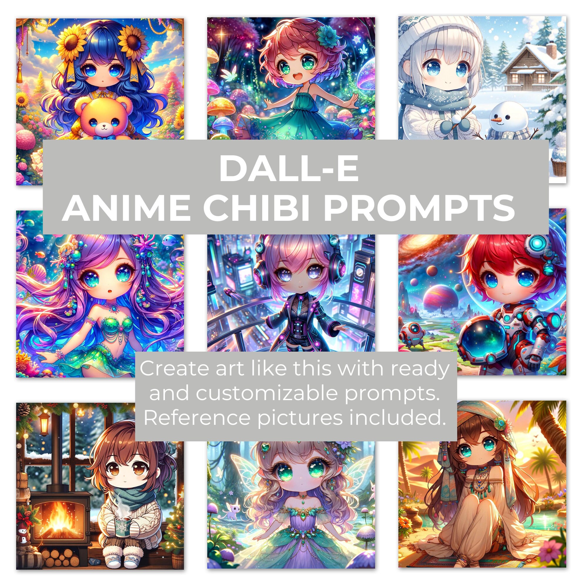Anime Chibi Prompts for Dall-e Chat GPT Animated Prompts Digital ...
