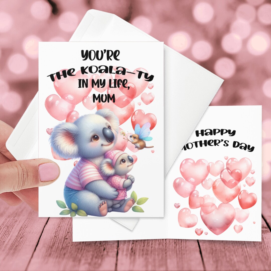 Mother's Day Card for Mum Mama and Baby Koala Bears Funny Mother's Day ...
