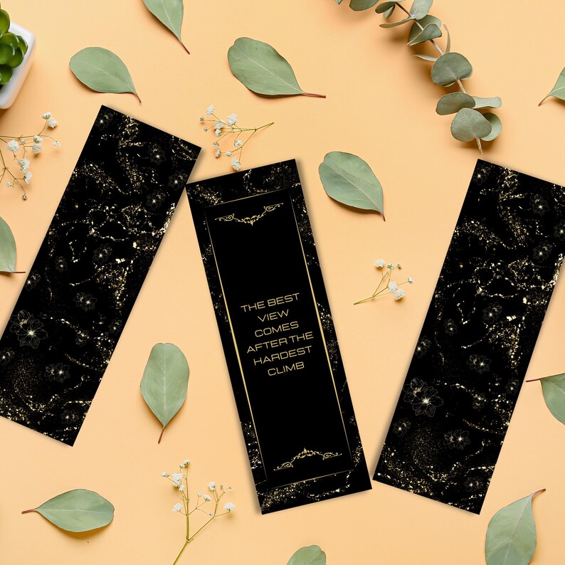 Black/gold Bookmark Quotes Sublimation Bookmark Designs Print Templates ...