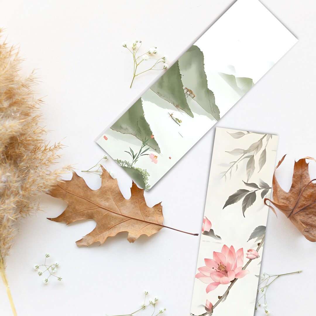Printable Bookmark Set | Watercolor Nature Bookmarks | 2x6 Inch Floral ...