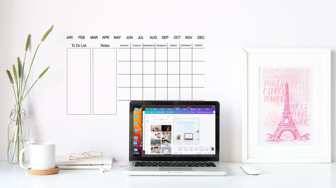 Monthly Calendar, Wall Calendar Sticker, Personalized Planner ...