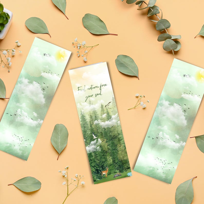 Tree Watercolor Bookmark Designs Motivational Bookmark Quotes Print ...