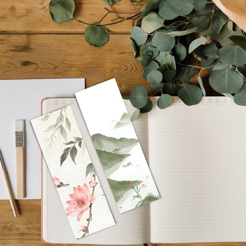 Printable Bookmark Set | Watercolor Nature Bookmarks | 2x6 Inch Floral ...