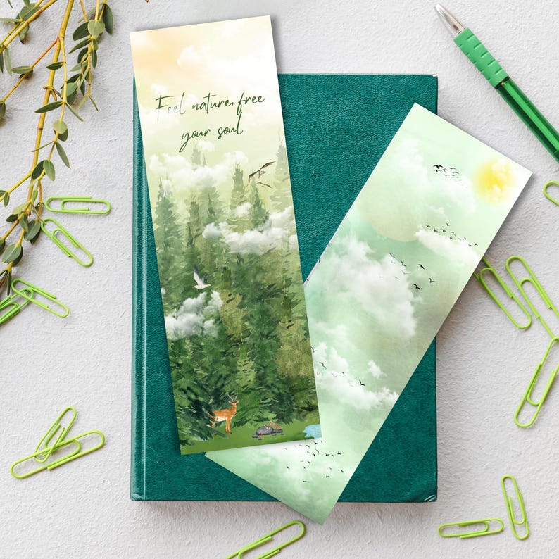 Tree Watercolor Bookmark Designs Motivational Bookmark Quotes Print ...