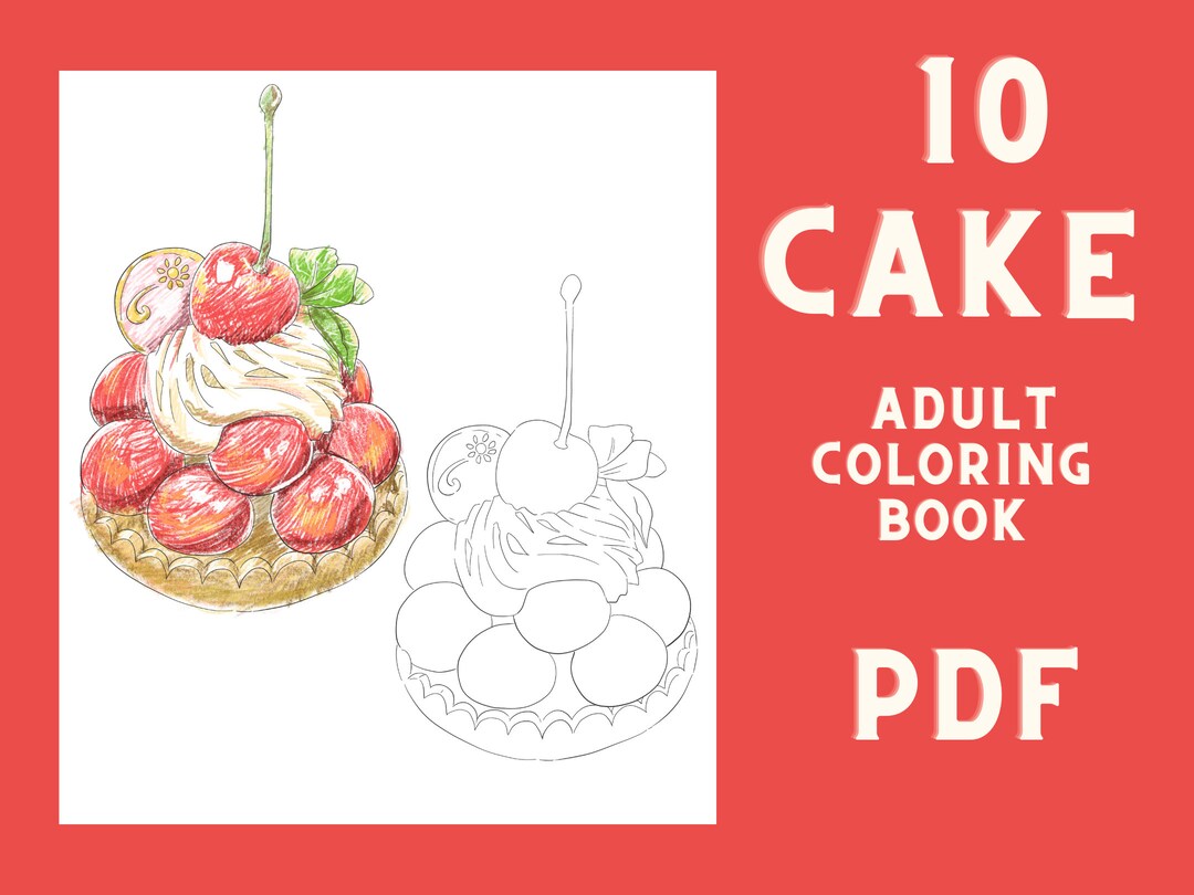 10cakes Coloring Page, Cakes Coloring Book, Desserts Coloring Book ...