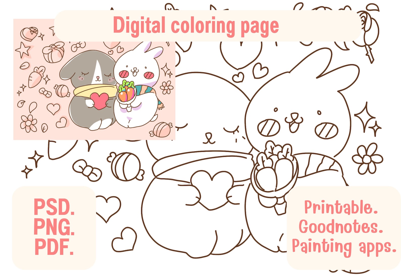 Digital Coloring Page Practice Exercises Sample Picture and Color ...