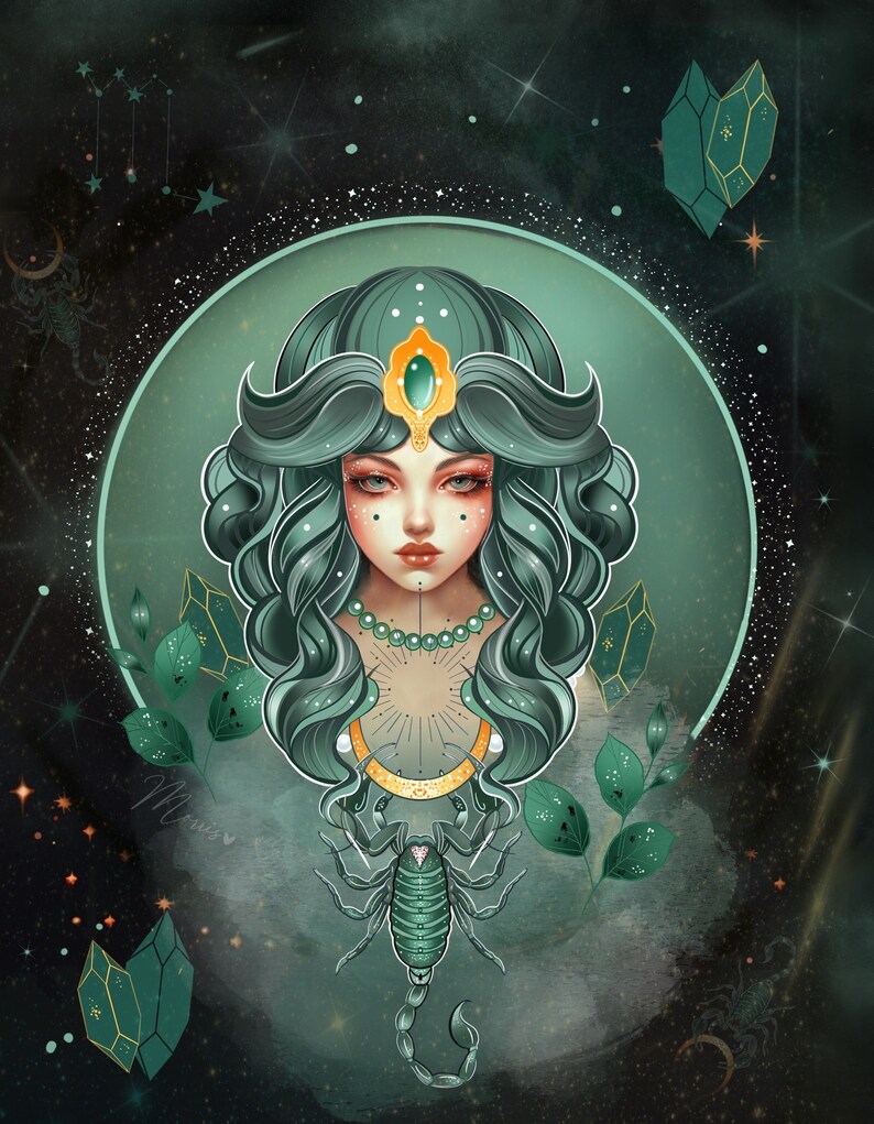 Scorpio Zodiac Astrological Goddess Print - Etsy