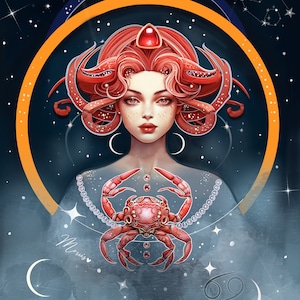 Cancer Zodiac Astrological Goddess Print - Etsy