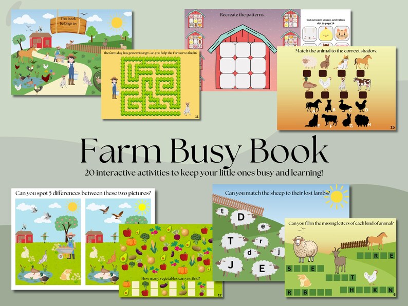 Farm Busy Book Printable for Toddlers – Preschool Learning Activities ...