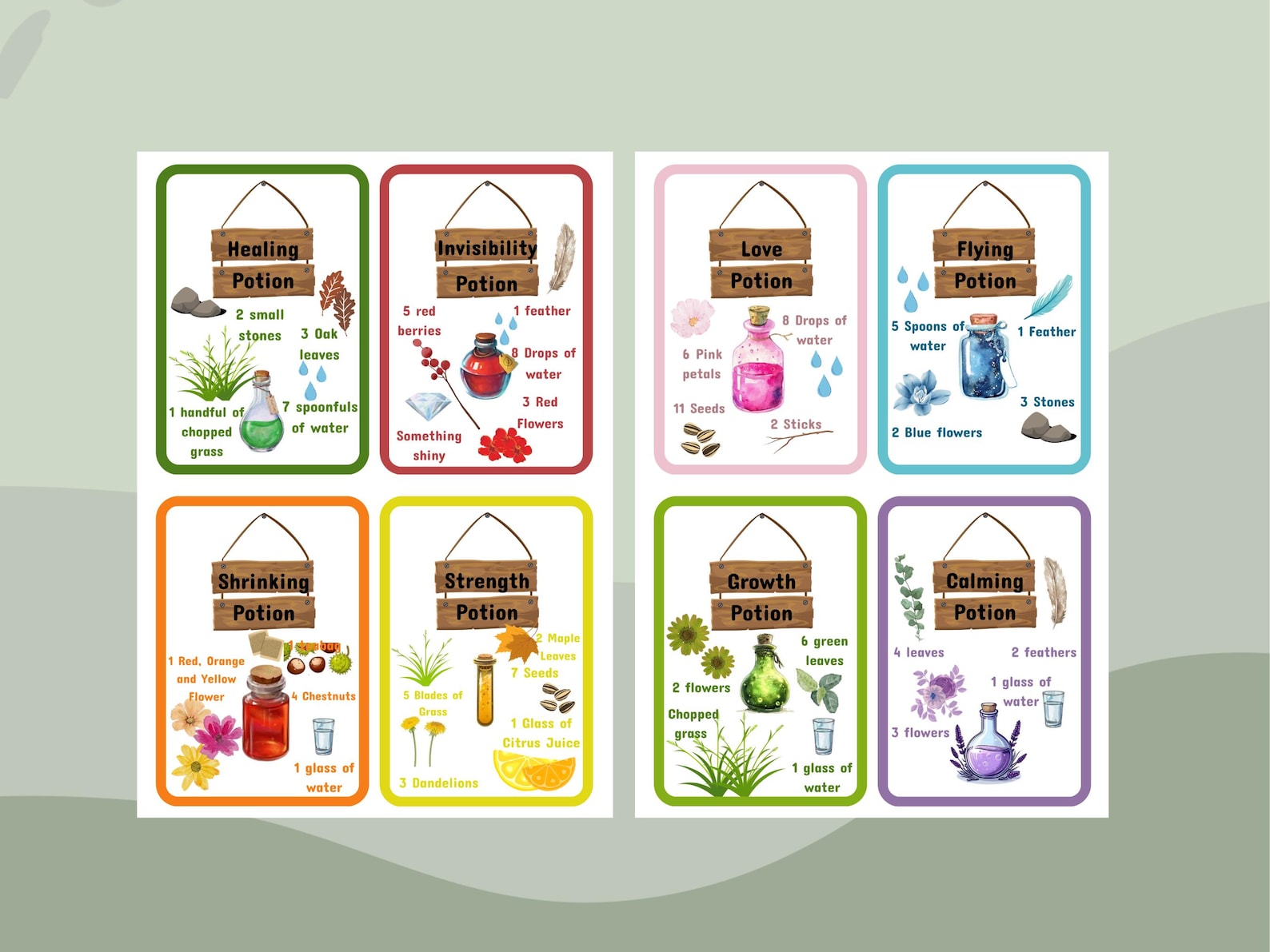 Mud Kitchen Potions Recipe Cards, Printable Nature Play Learning ...