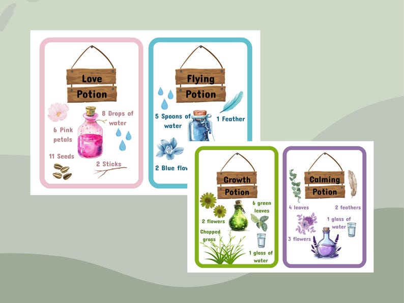 Mud Kitchen Potions Recipe Cards, Printable Nature Play Learning ...